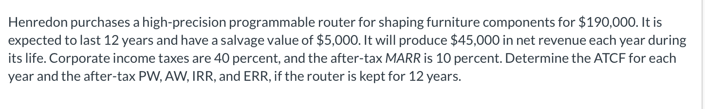 Solved Henredon purchases a high-precision programmable | Chegg.com