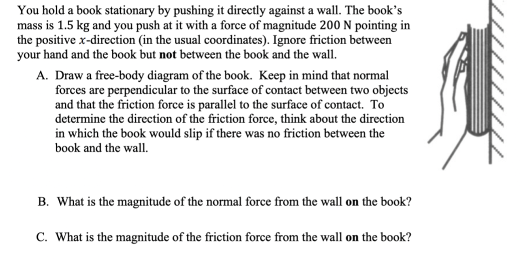 Solved You hold a book stationary by pushing it directly | Chegg.com