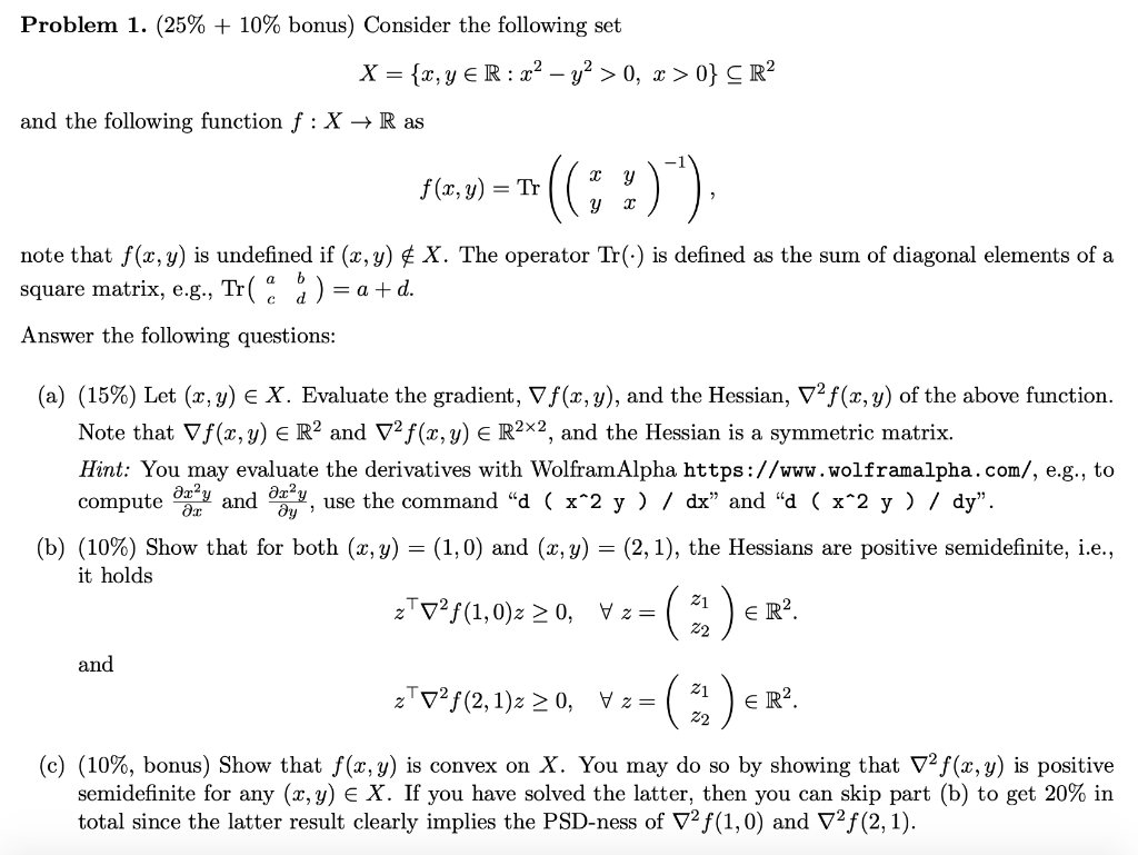 Solved Problem 1. (25% + 10% bonus) Consider the following | Chegg.com