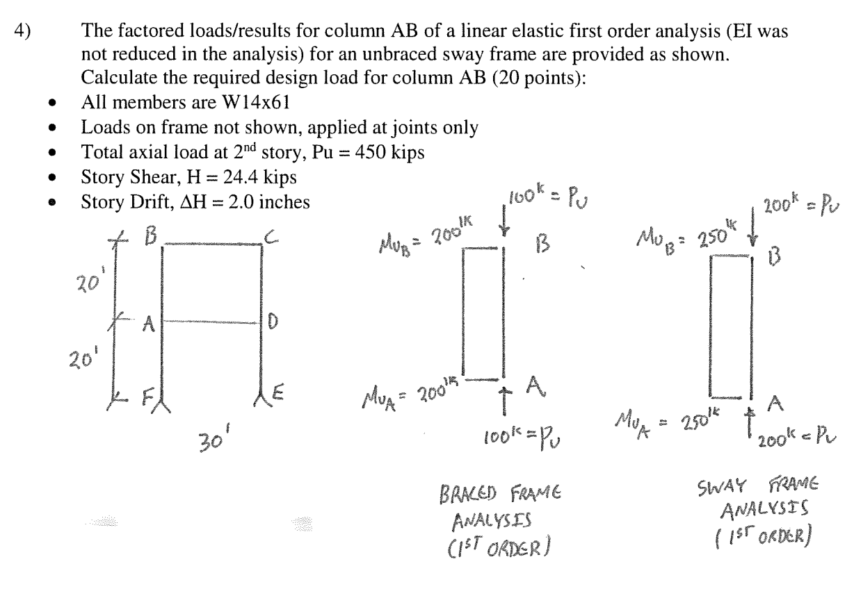 Solved 4) The factored loads/results for column AB of a | Chegg.com