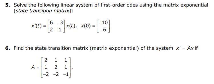 Solved 5. Solve the following linear system of first-order | Chegg.com