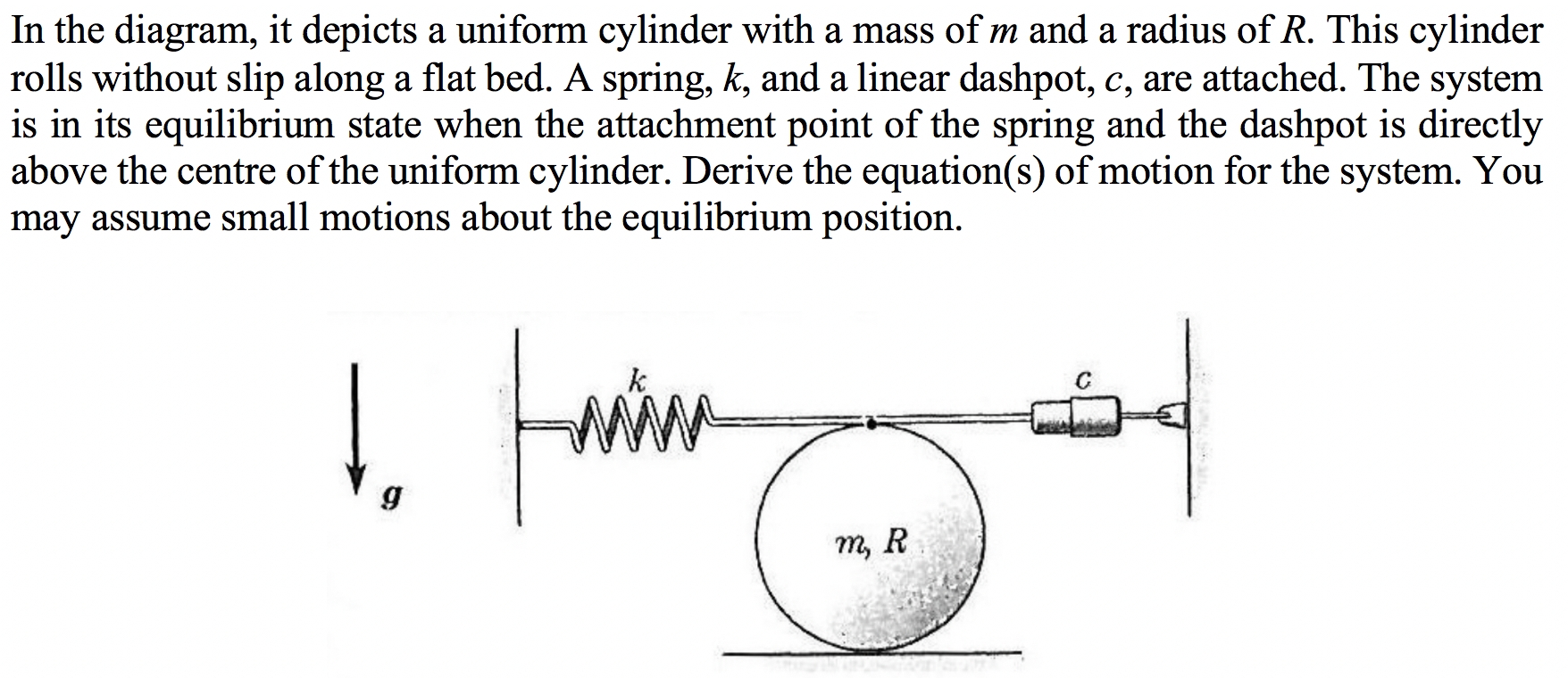 Solved In the diagram, it depicts a uniform cylinder with a | Chegg.com