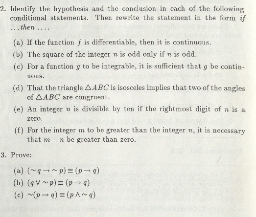 Solved 2. Identify the hypothesis and the conclusion in each | Chegg.com