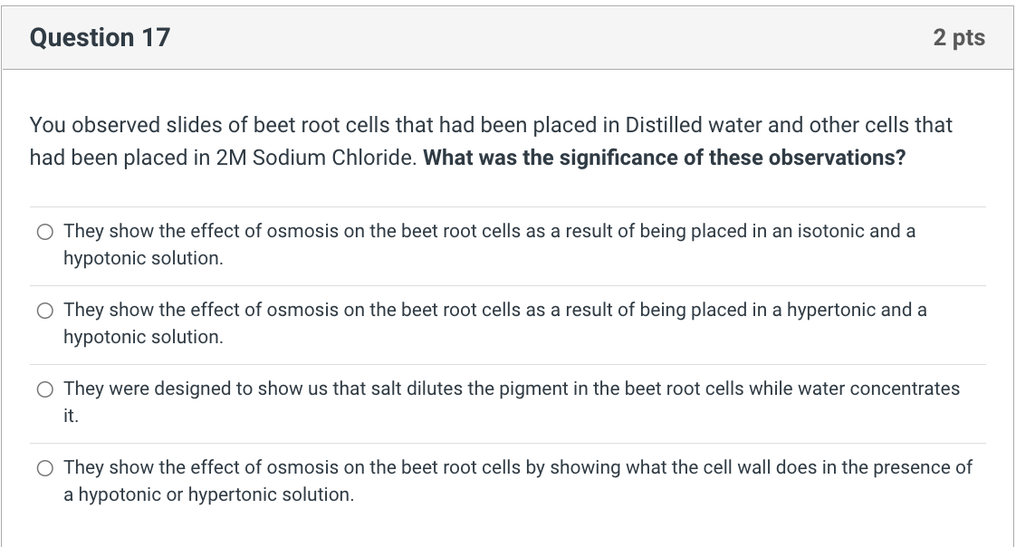 Solved You observed slides of beet root cells that had been | Chegg.com