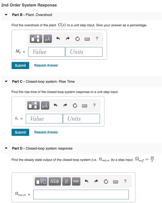 Solved 2nd Order System Response Part B- Plant: Overshoot | Chegg.com