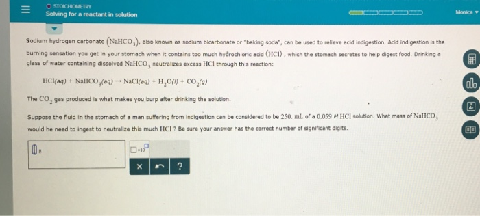 Solved STOICHIOMETRY Solving for a reactant in solution | Chegg.com