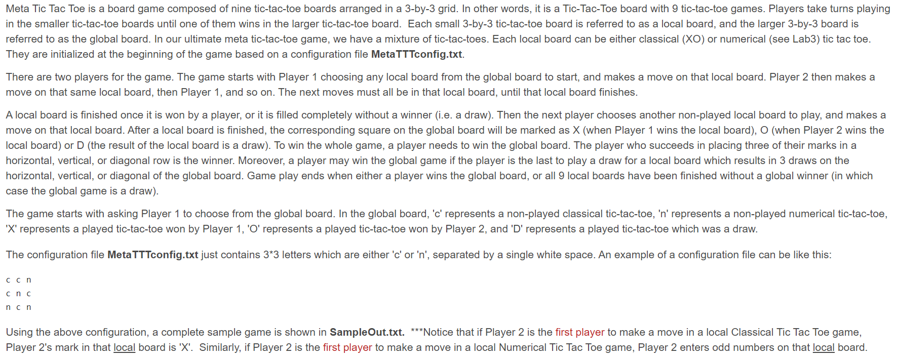 Meta Tic Tac Toe is a board game composed of nine | Chegg.com