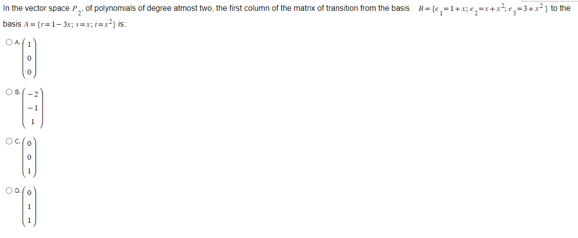 Solved In the vector space P2, of polynomials of degree | Chegg.com