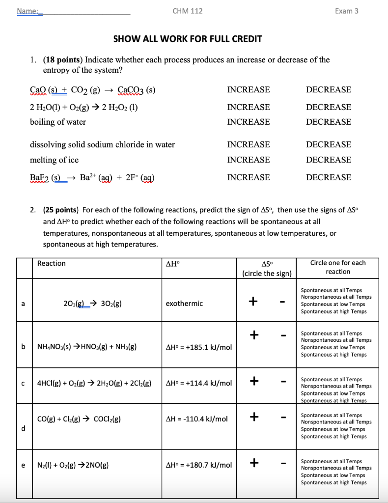 Solved 1. (18 points) Indicate whether each process produces | Chegg.com