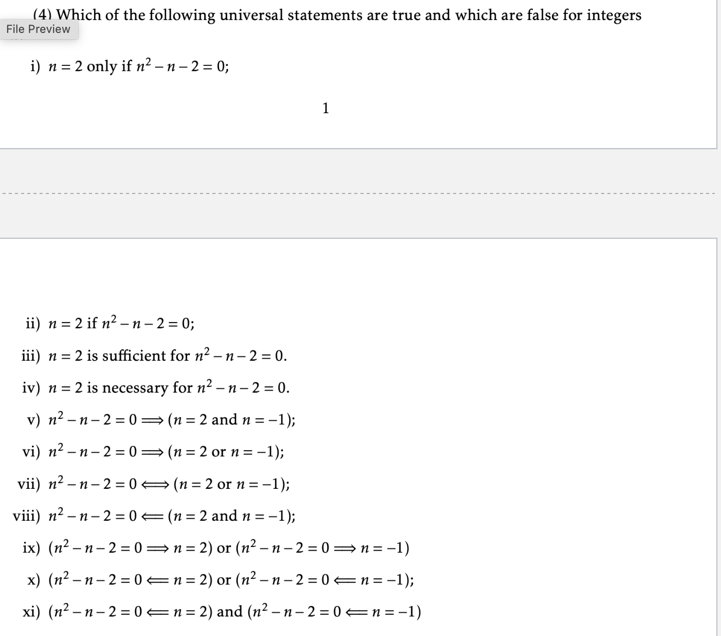 Solved (4) Which of the following universal statements are | Chegg.com