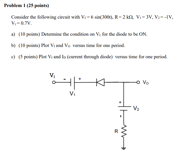 Solved Problem 1 (25 points) Consider the following circuit | Chegg.com