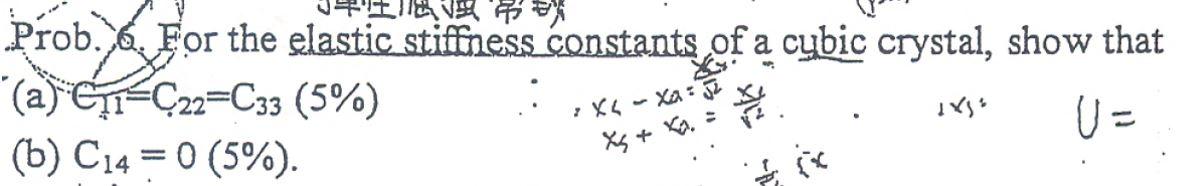 Solved PIEVE X Prob. & For the elastic stiffness constants | Chegg.com