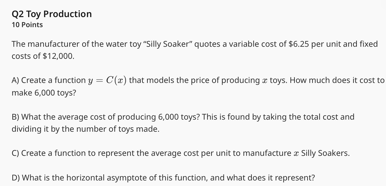 Solved 10 Points The manufacturer of the water toy "Silly | Chegg.com