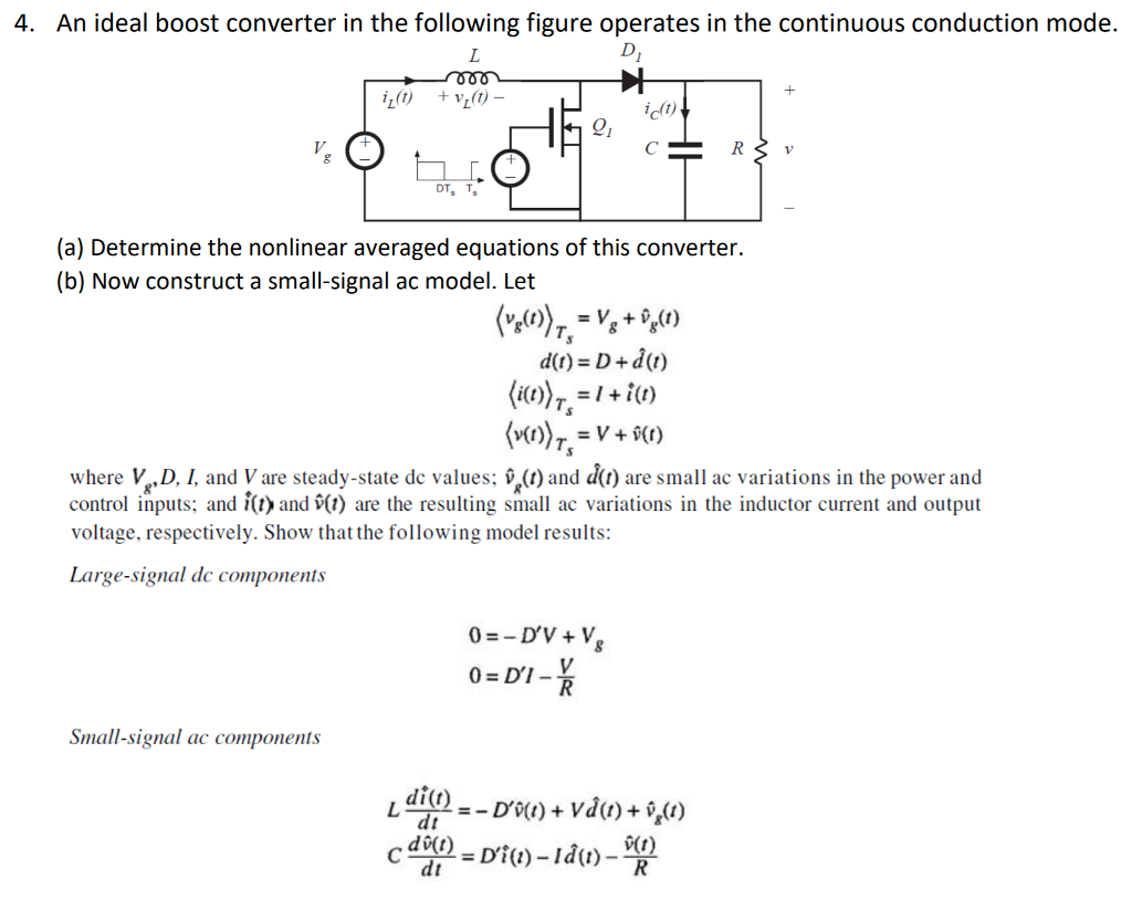 4. An ideal boost converter in the following figure | Chegg.com