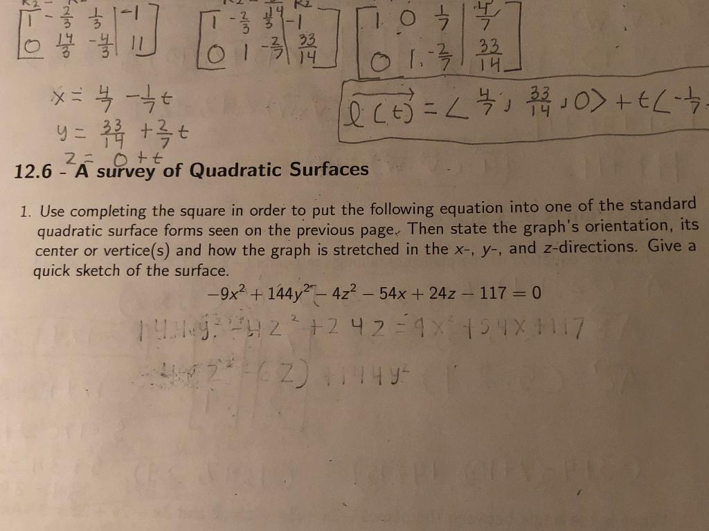 Solved 12.6 - Â survey of Quadratic Surfaces 1. Use | Chegg.com