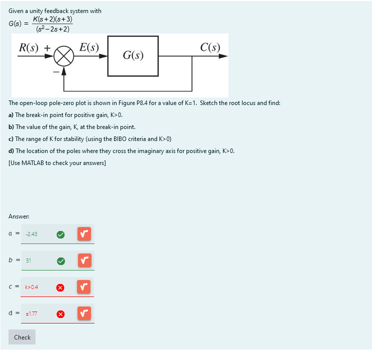 Solved Given a unity feedback system with | Chegg.com