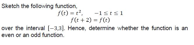 Solved Sketch The Following Function F T T 1