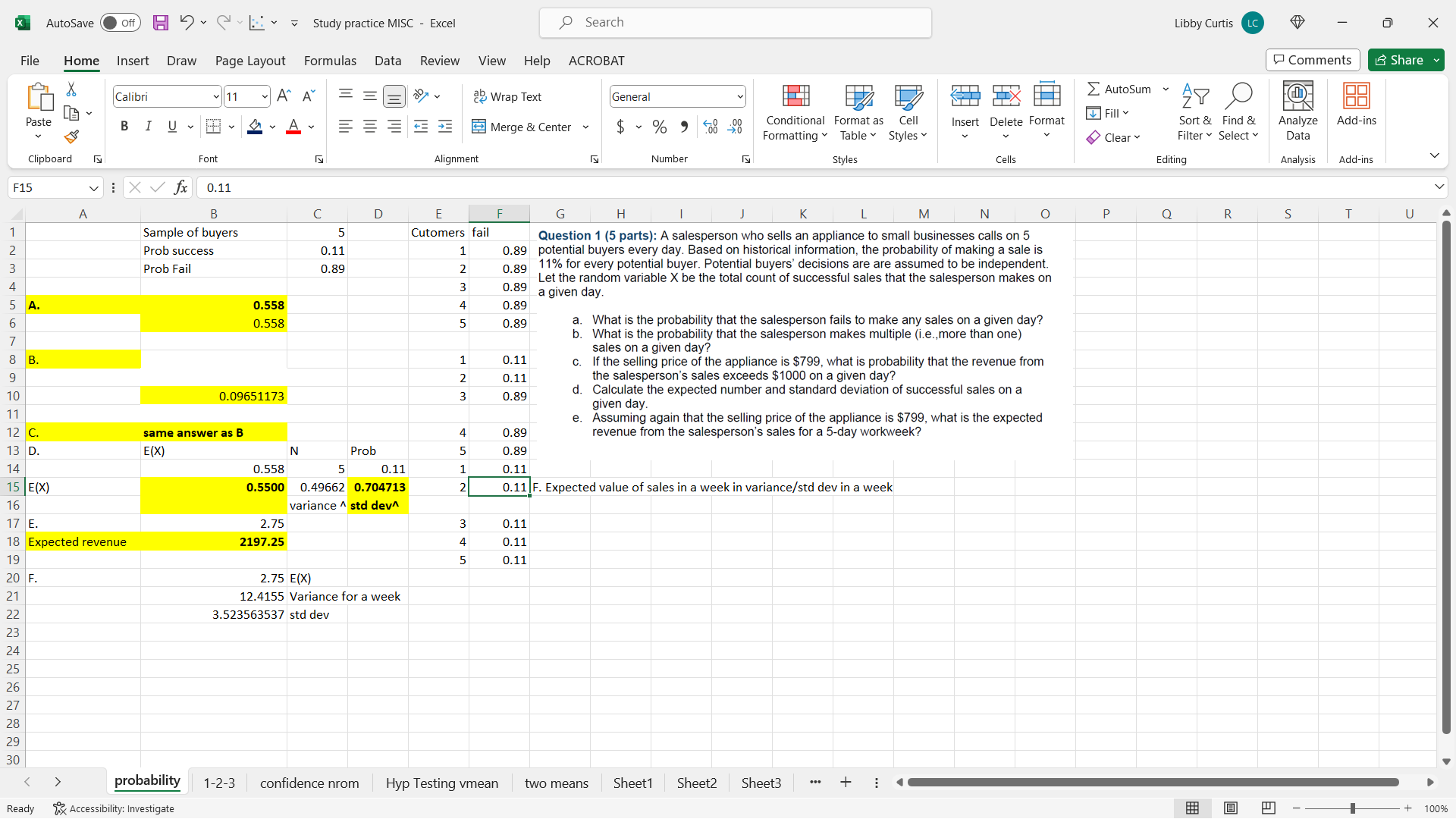 Solved AutoSave off Search Libby Curtis File Home Insert | Chegg.com