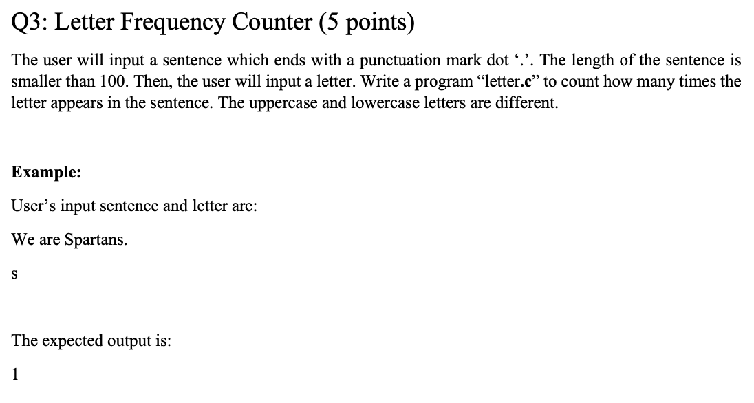 Solved The user will input a sentence which ends with a | Chegg.com