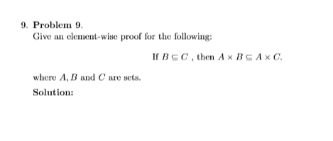 Solved 9. Problem 9. Give an element-wise proof for the | Chegg.com
