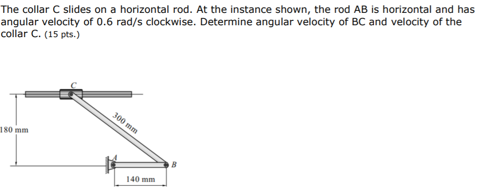 Solved The collar C slides on a horizontal rod. At the | Chegg.com