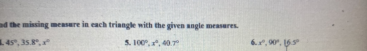 Solved Id the missing measure in each triangle with the | Chegg.com