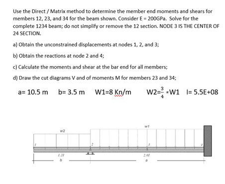 Solved Use the Direct / Matrix method to determine the | Chegg.com