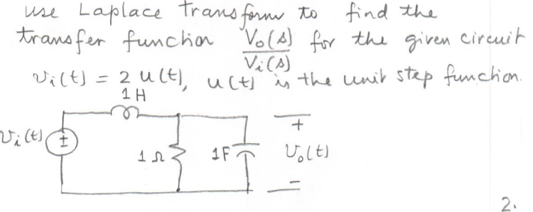 Solved use Laplace transform to find the transfer function | Chegg.com