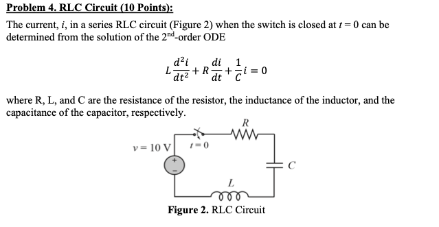 Problem 4. RLC Circuit (10 Points): The current, i, | Chegg.com
