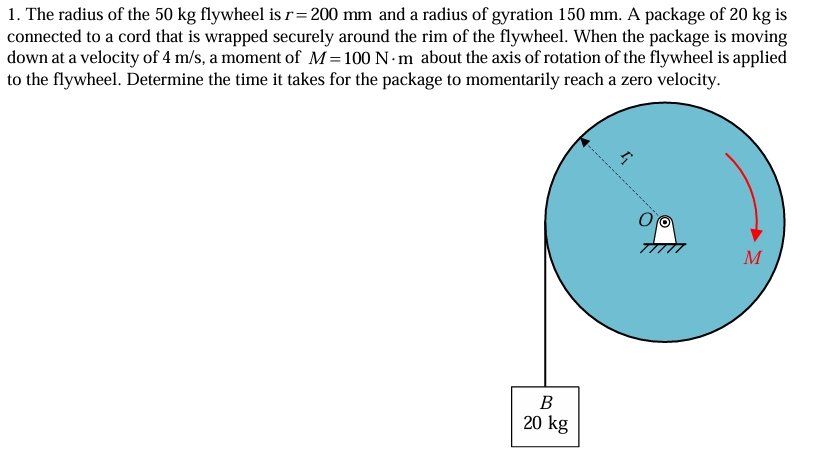 Solved 1. ﻿The radius of the 50 ﻿kg flywheel is \( | Chegg.com
