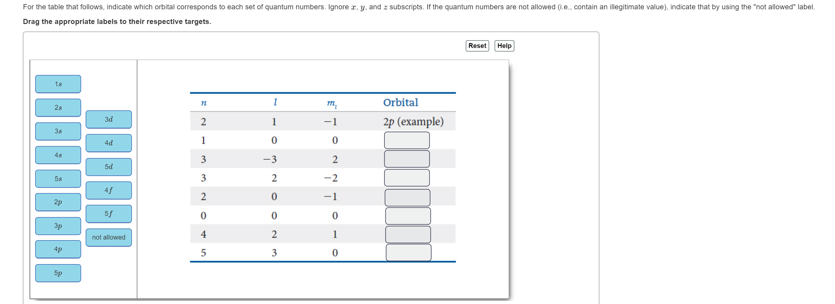 Solved For the table that follows, indicate which orbital | Chegg.com Solved For the table that follows, indicate which orbital | Chegg.com
