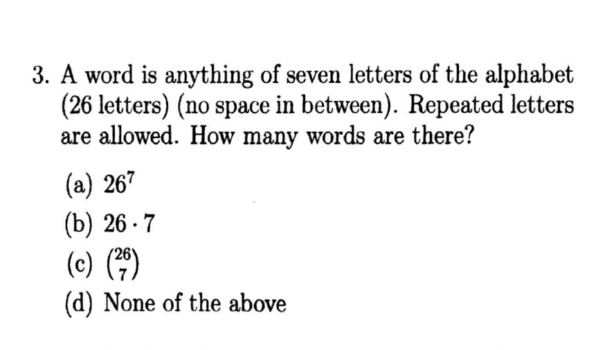 Solved 3. A word is anything of seven letters of the | Chegg.com