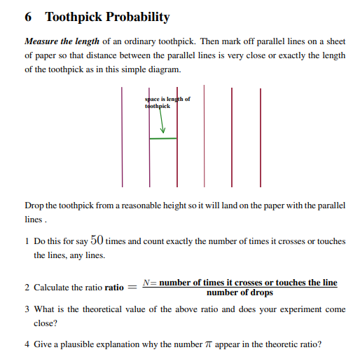 Solved 6 Toothpick Probability Measure the length of an | Chegg.com