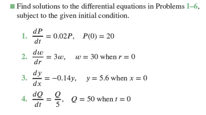 Solved Find solutions to the differential equations in | Chegg.com