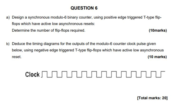 Solved QUESTION 6 a) Design a synchronous modulo-6 binary | Chegg.com