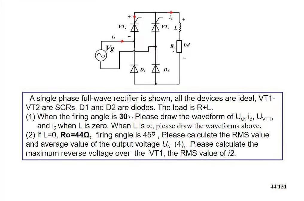 Solved id + F VT VT L 12 R Ud Vg 木o, p. A single phase | Chegg.com