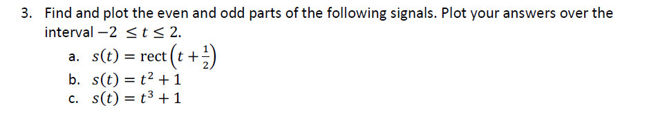 Solved Find and plot the even and odd parts of the following | Chegg.com