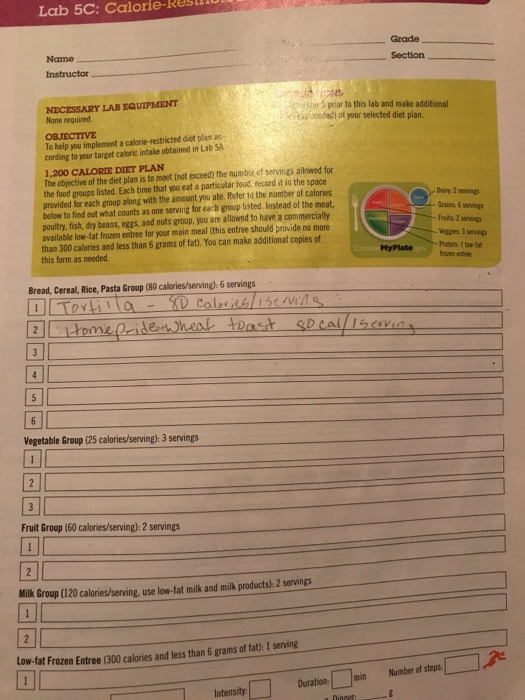 Solved Lab 5c Calorie Resi Grade Section Instructor 
