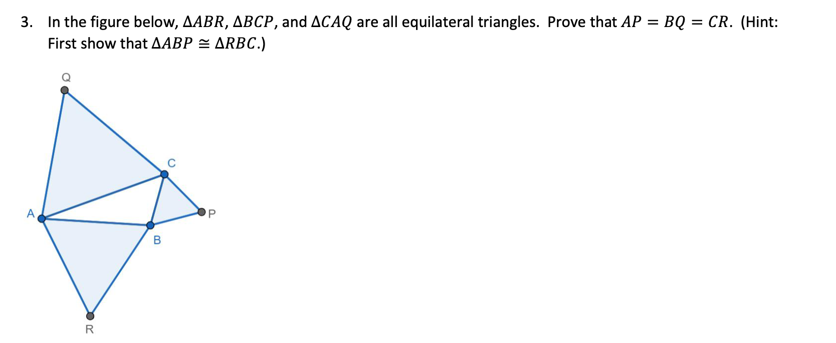 Solved 3. In the figure below, ABR, BCP, and CAQ are all | Chegg.com