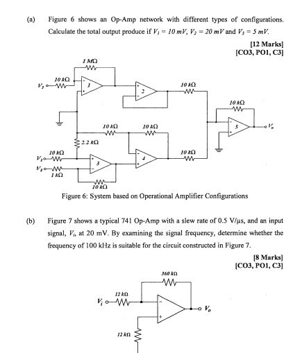 Solved (a) Figure 6 shows an Op-Amp network with different | Chegg.com