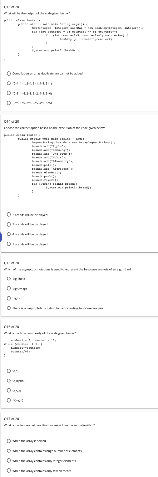 Solved Q13 of 20 What will be the output of the code given | Chegg.com