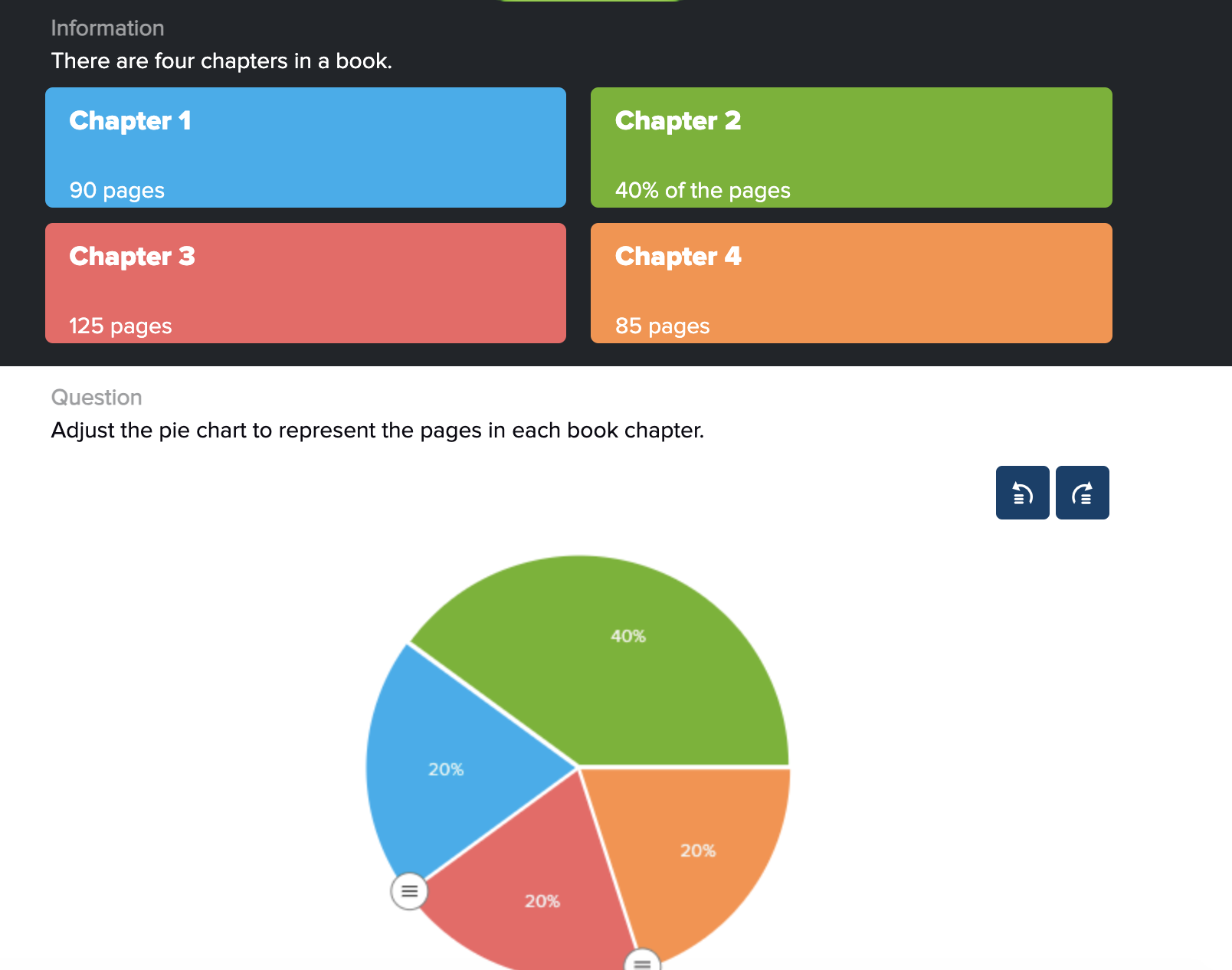Solved Question Adjust the pie chart to represent the pages | Chegg.com
