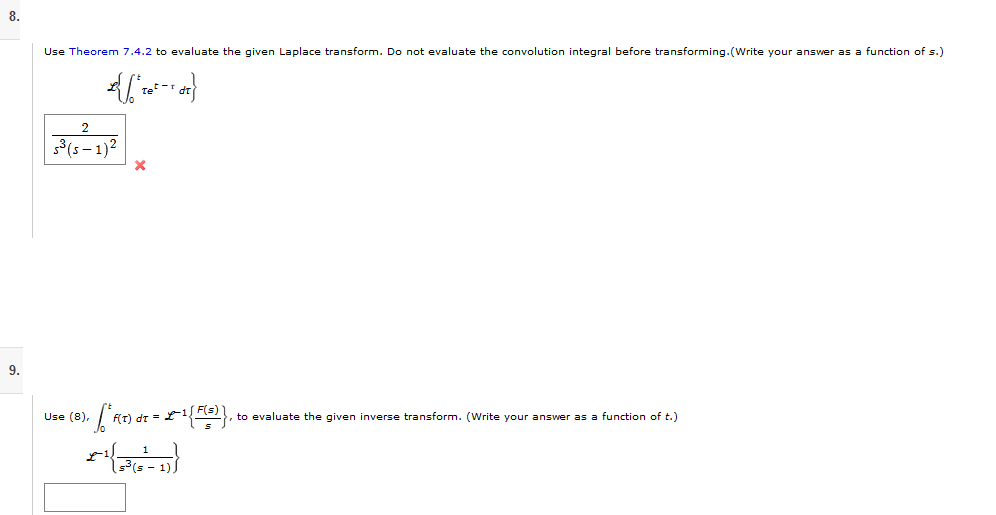 Solved 8. Use Theorem 7.4.2 to evaluate the given Laplace | Chegg.com