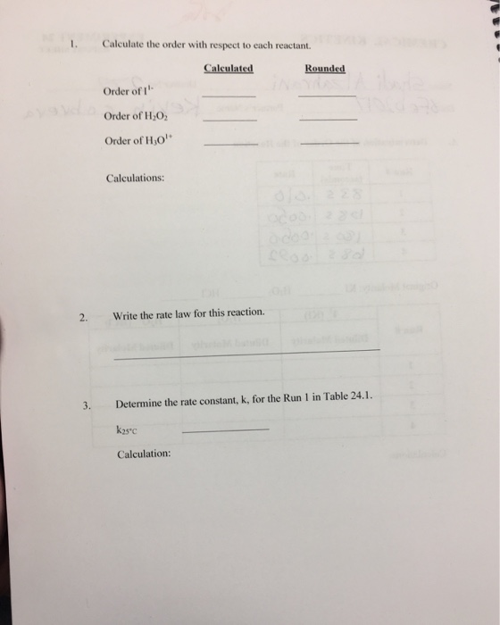 Solved CHEMICAL KINETICS EXPERIMENT 24 EQUIPMENT AND | Chegg.com
