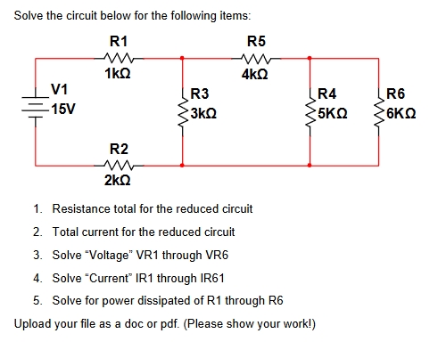 Solved Solve the circuit below for the following | Chegg.com