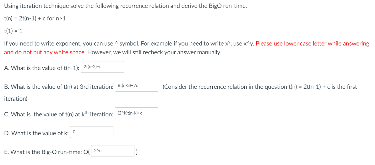 Solved Using iteration technique solve the following | Chegg.com