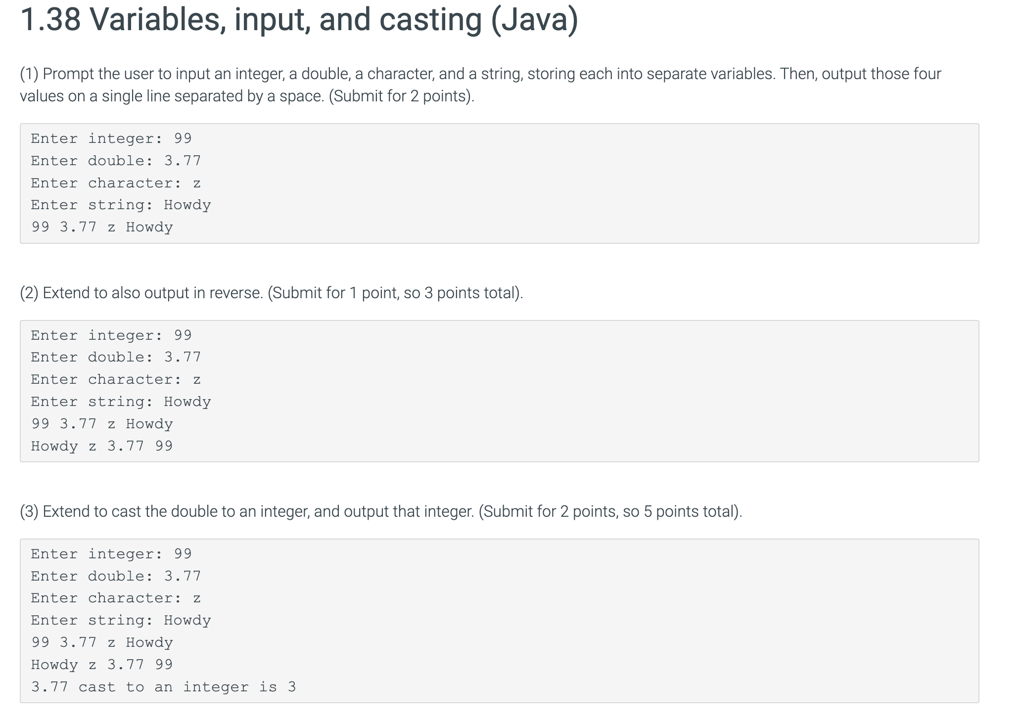 Solved 138 Variables Input And Casting Java 1 Prompt 1433