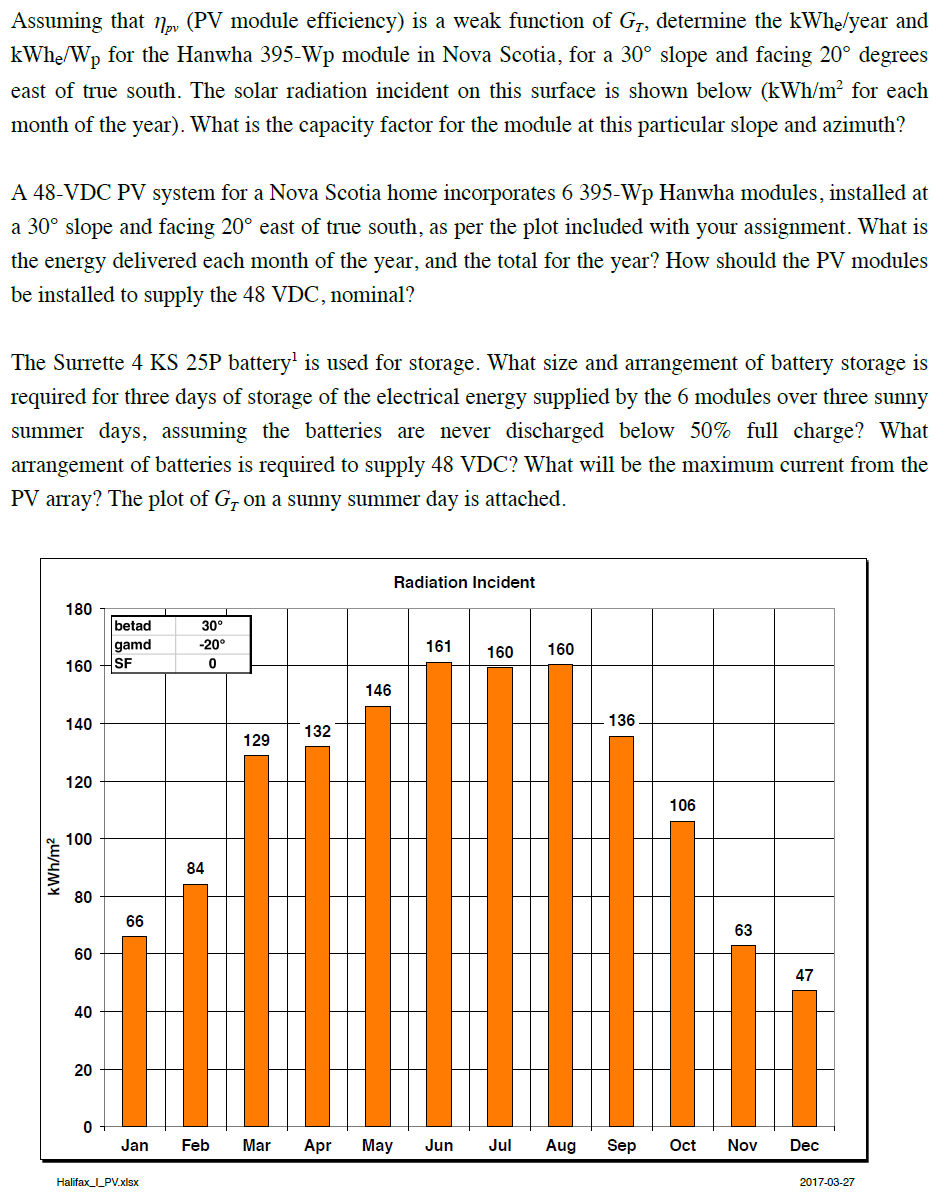 Assuming that nov (PV module efficiency) is a weak | Chegg.com