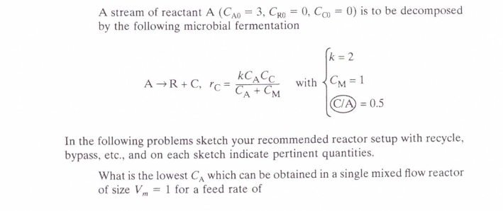 Solved A stream of reactant A (CA0=3,CR0=0,CC0=0) is to be | Chegg.com