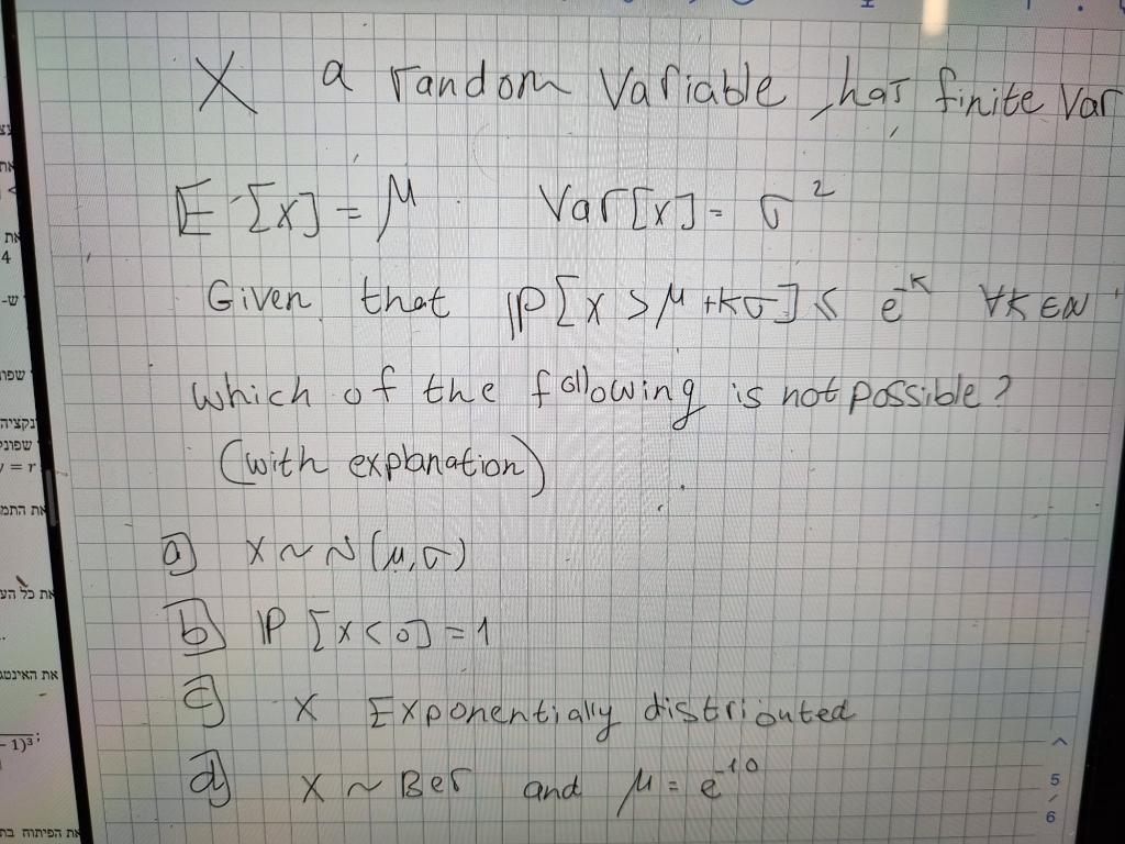 Solved X a random Variable, hat finite Vo E[x]=μμVar[x]=σ2 | Chegg.com